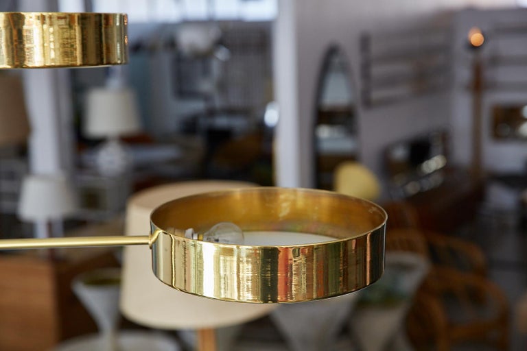 Brass Spiral Disc Light in the Style of Stilnovo at 1stDibs