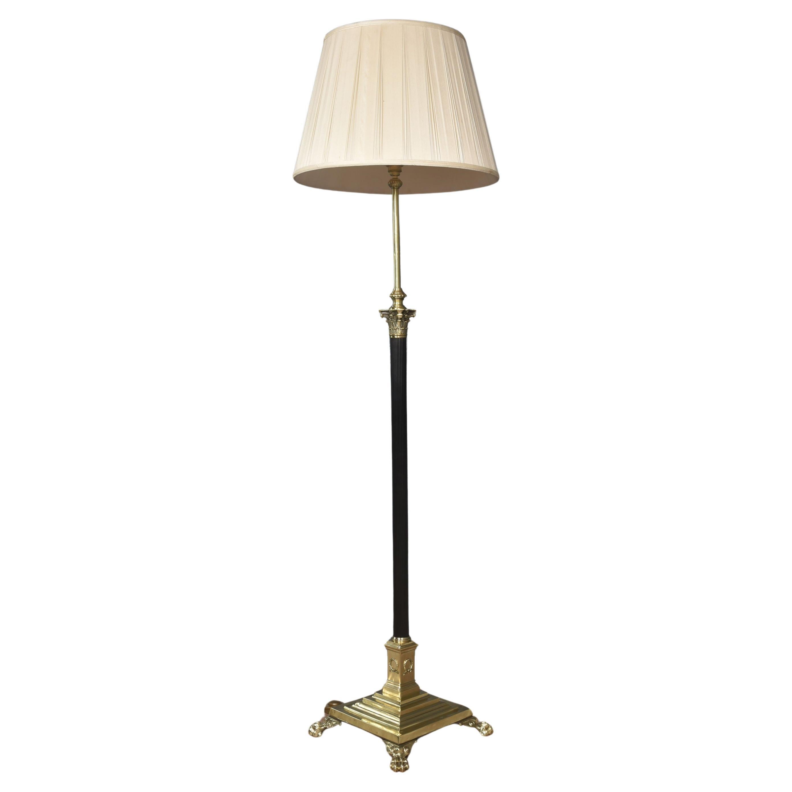 Brass standard lamp For Sale at 1stDibs