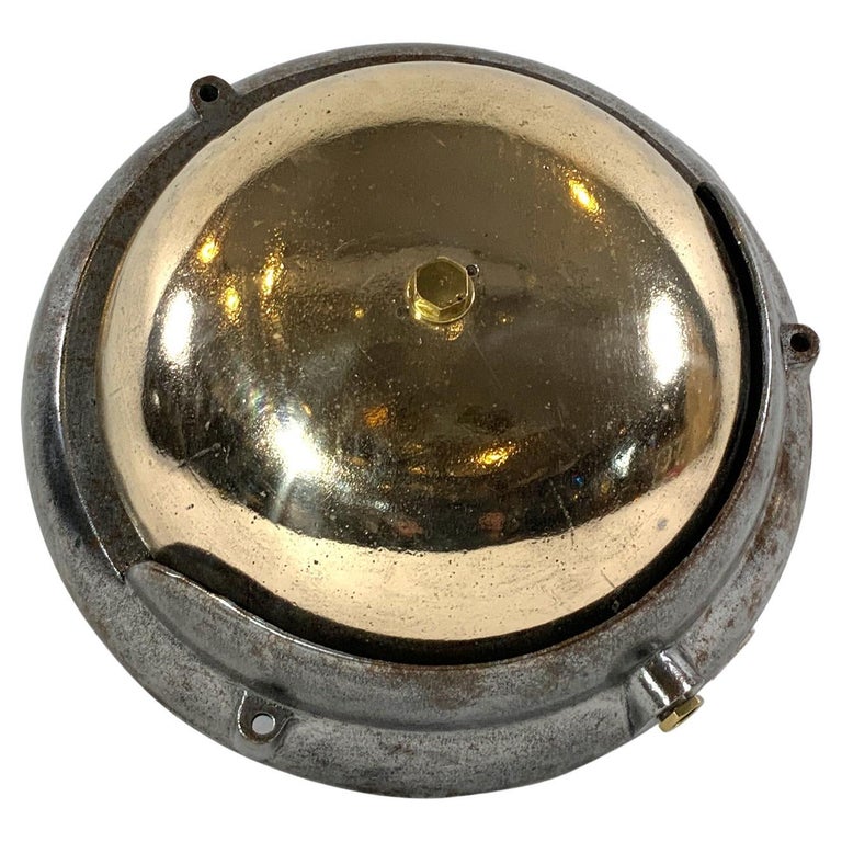 Brass Steamship Bell Mounted to an Iron Frame For Sale at 1stDibs