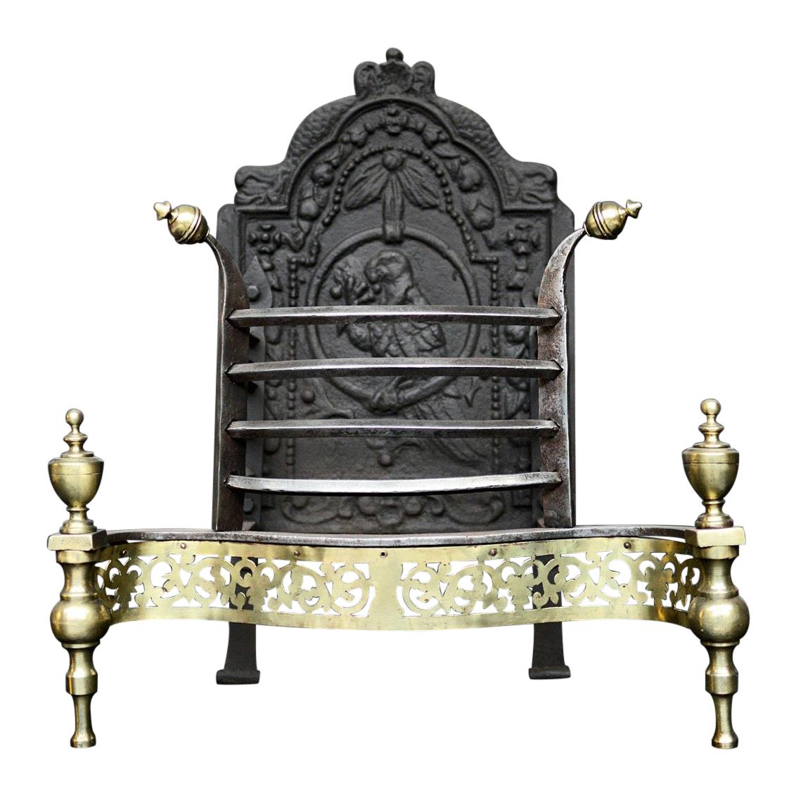 Brass and Steel Rococo Firegrate For Sale at 1stDibs