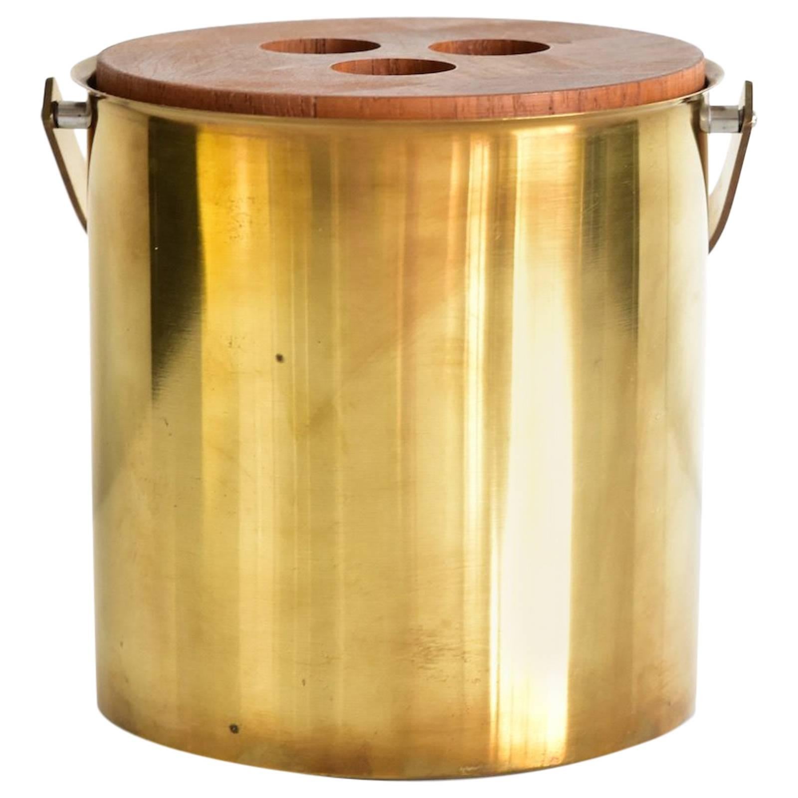 Brass Stelton Arne Jacobsen Ice Bucket Made in Denmark at 1stDibs