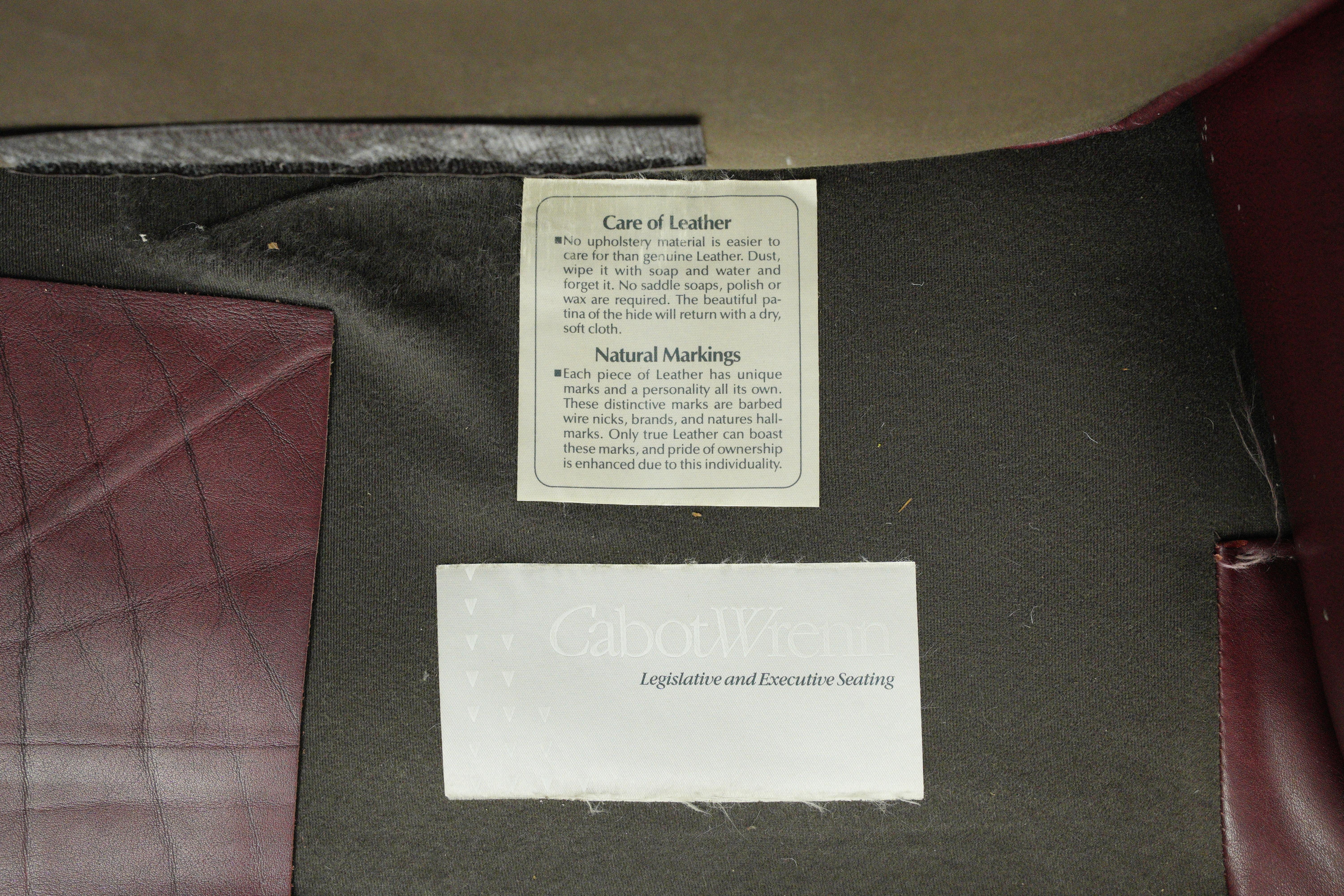 Brass Studs Red Leather and Pine Frame Executive Chair by Cabot Wrenn For Sale at 1stDibs