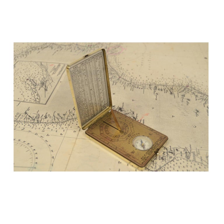 1921 Antique Brass Sundial Compass Signed Outdoor Supply Co. Inc. N.Y ...