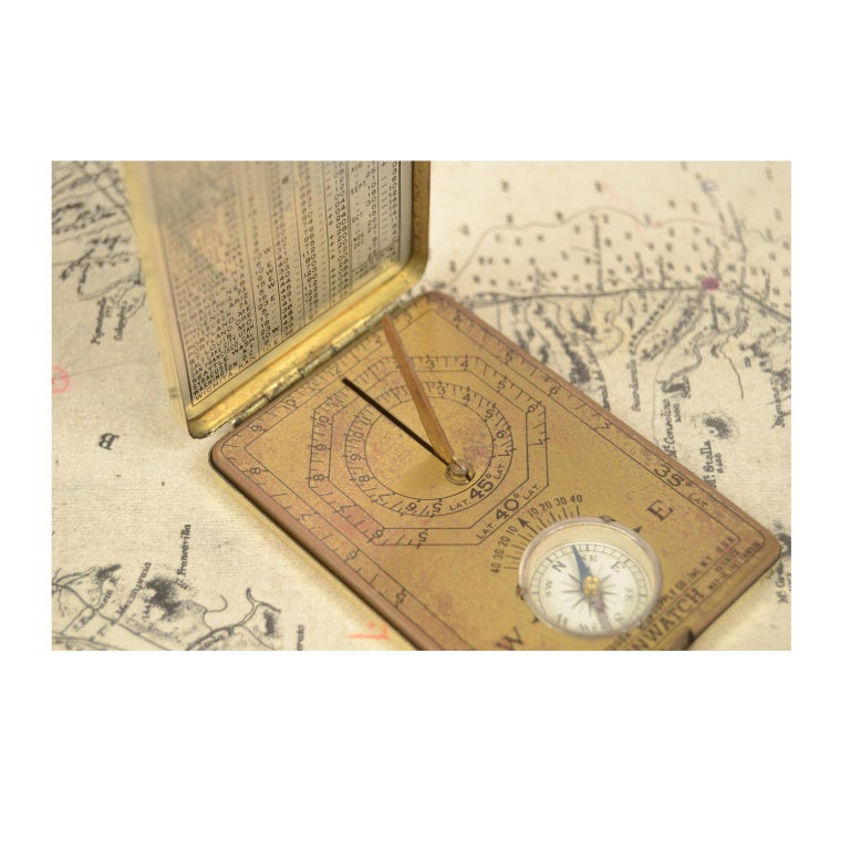 1921 Antique Brass Sundial Compass Signed Outdoor Supply Co. Inc. N.Y ...