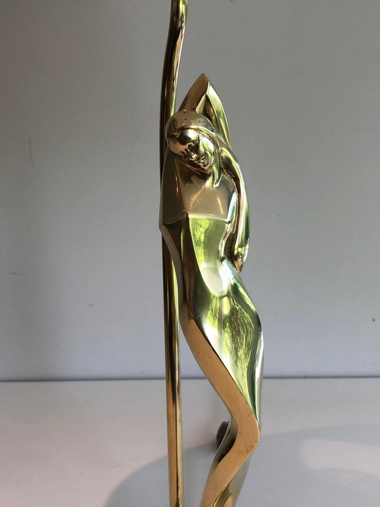 Brass Table Lamp Representing a Stylished Woman For Sale at 1stDibs