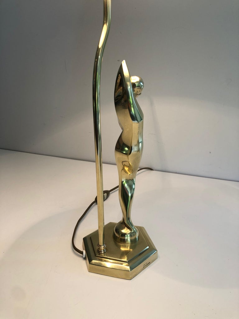 Brass Table Lamp Representing a Stylished Woman For Sale at 1stDibs