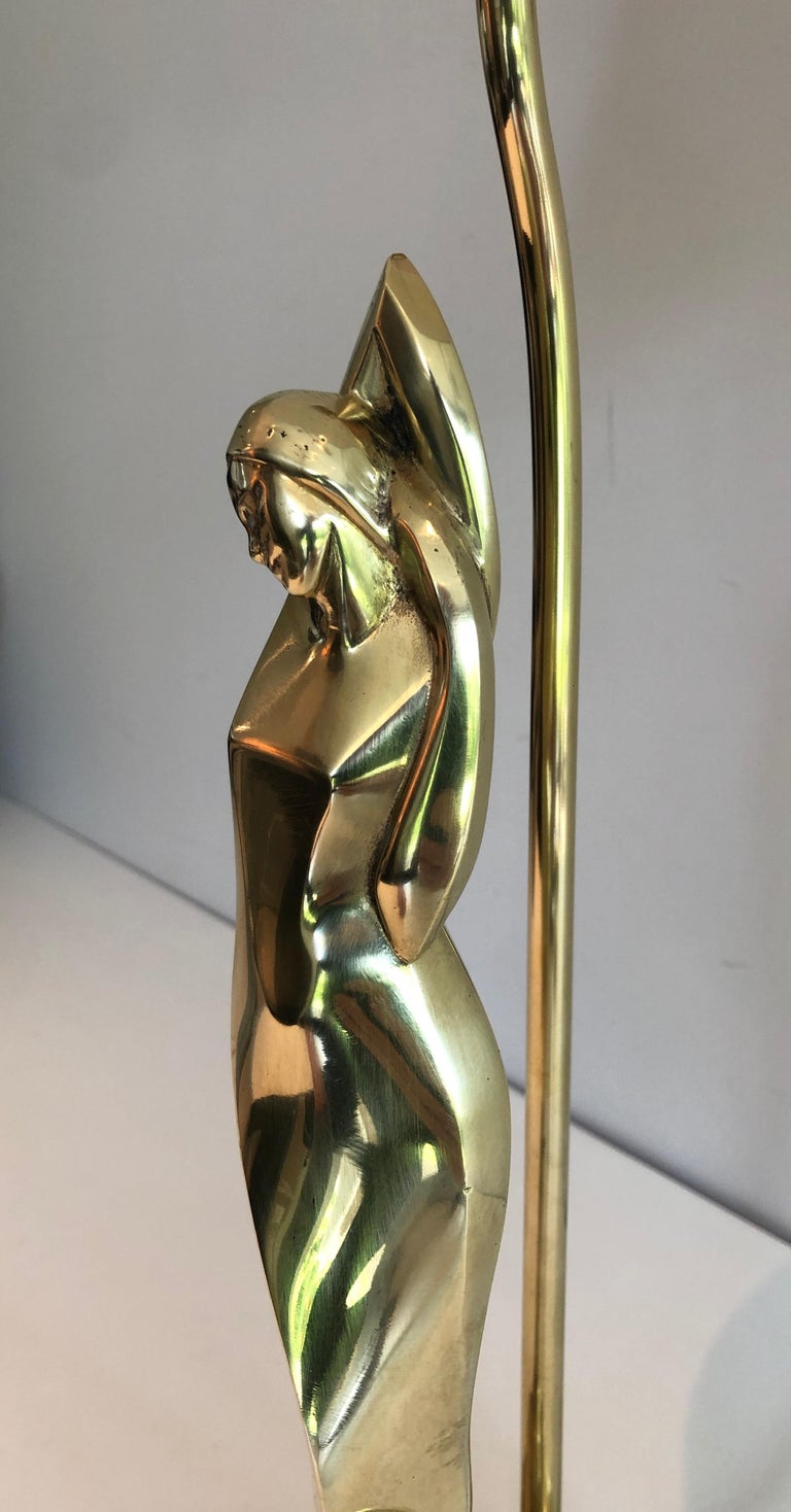 Brass Table Lamp Representing a Stylished Woman For Sale at 1stDibs