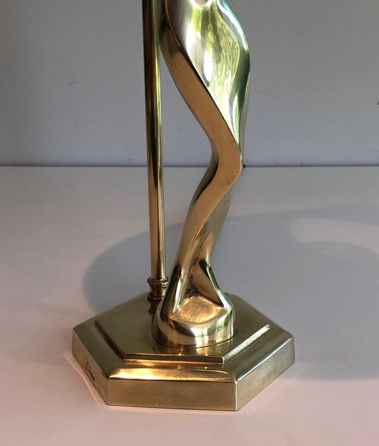 Brass Table Lamp Representing a Stylished Woman For Sale at 1stDibs