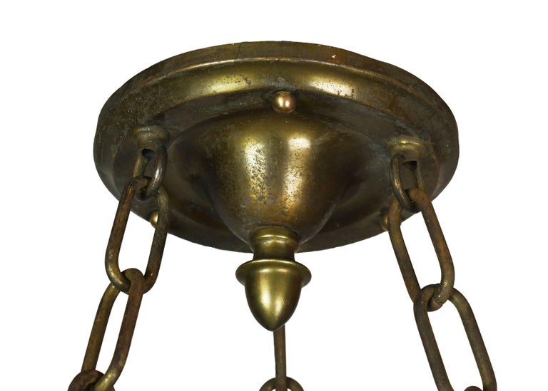 Brass Three-Chain Chandelier with Glass Bowl at 1stDibs | three chain ...