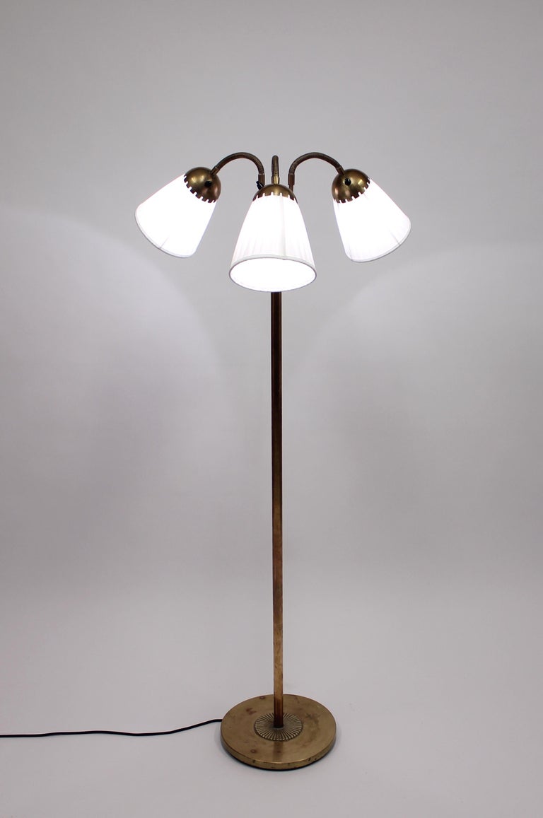 Brass Three-Light Floor Lamp, 1940s For Sale at 1stDibs