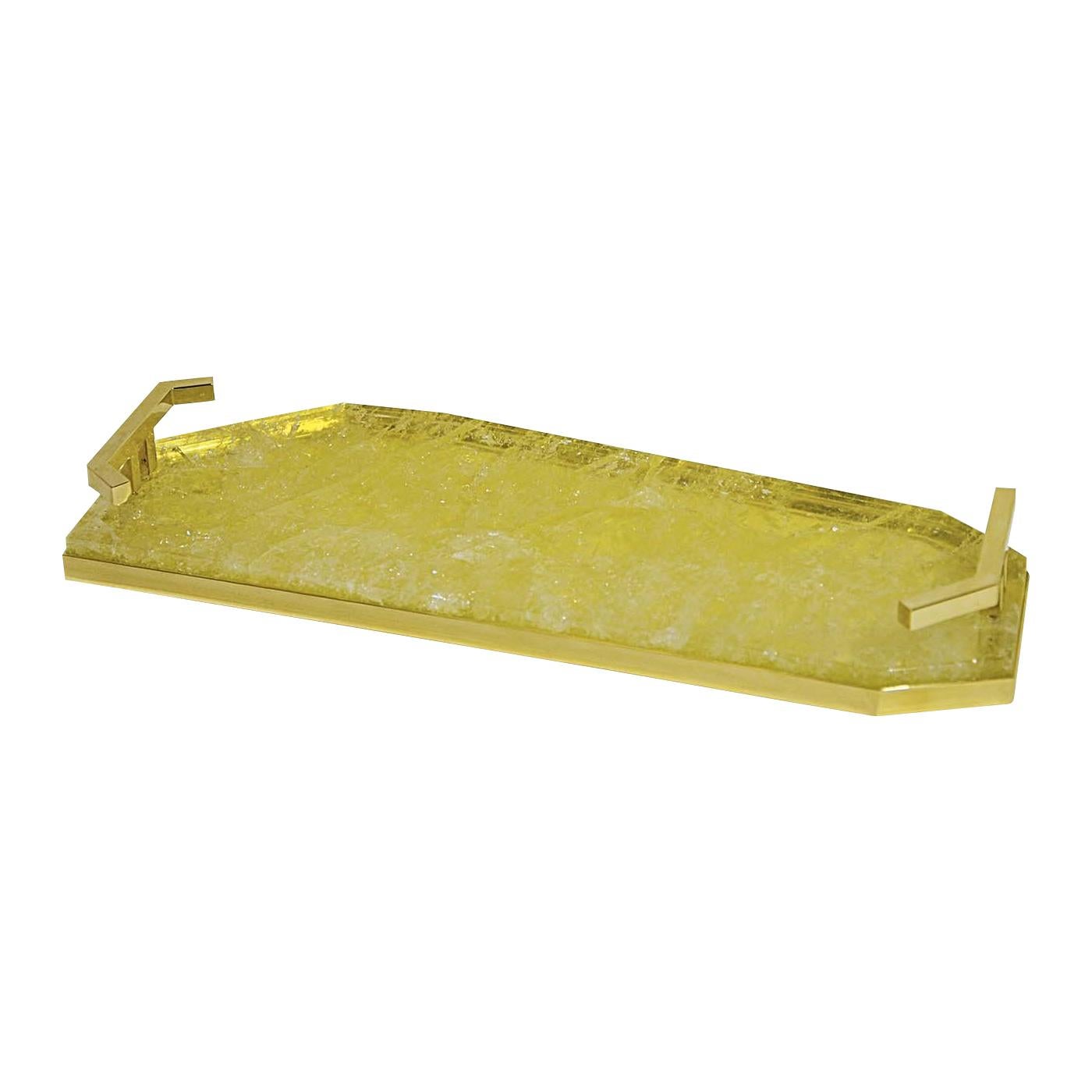 Brass Tray in Light Blue Quartz For Sale at 1stDibs