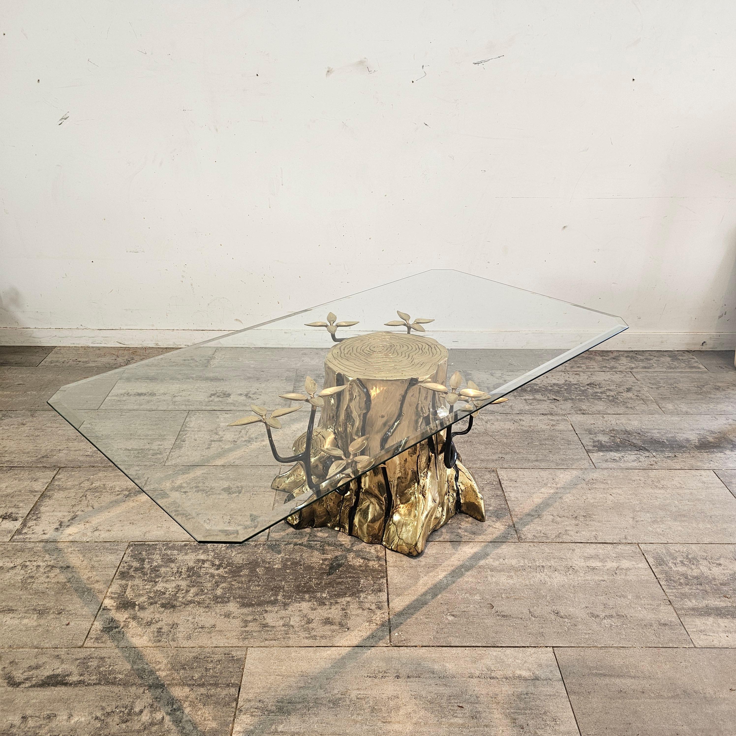 Brass Tree Tunk Coffee Table form the 1970s, Willy Daro Style For Sale ...