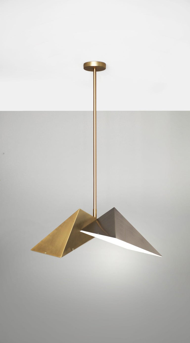 Brass "Triangular Prism II" Pendant Lamp, Square in Circle For Sale at ...
