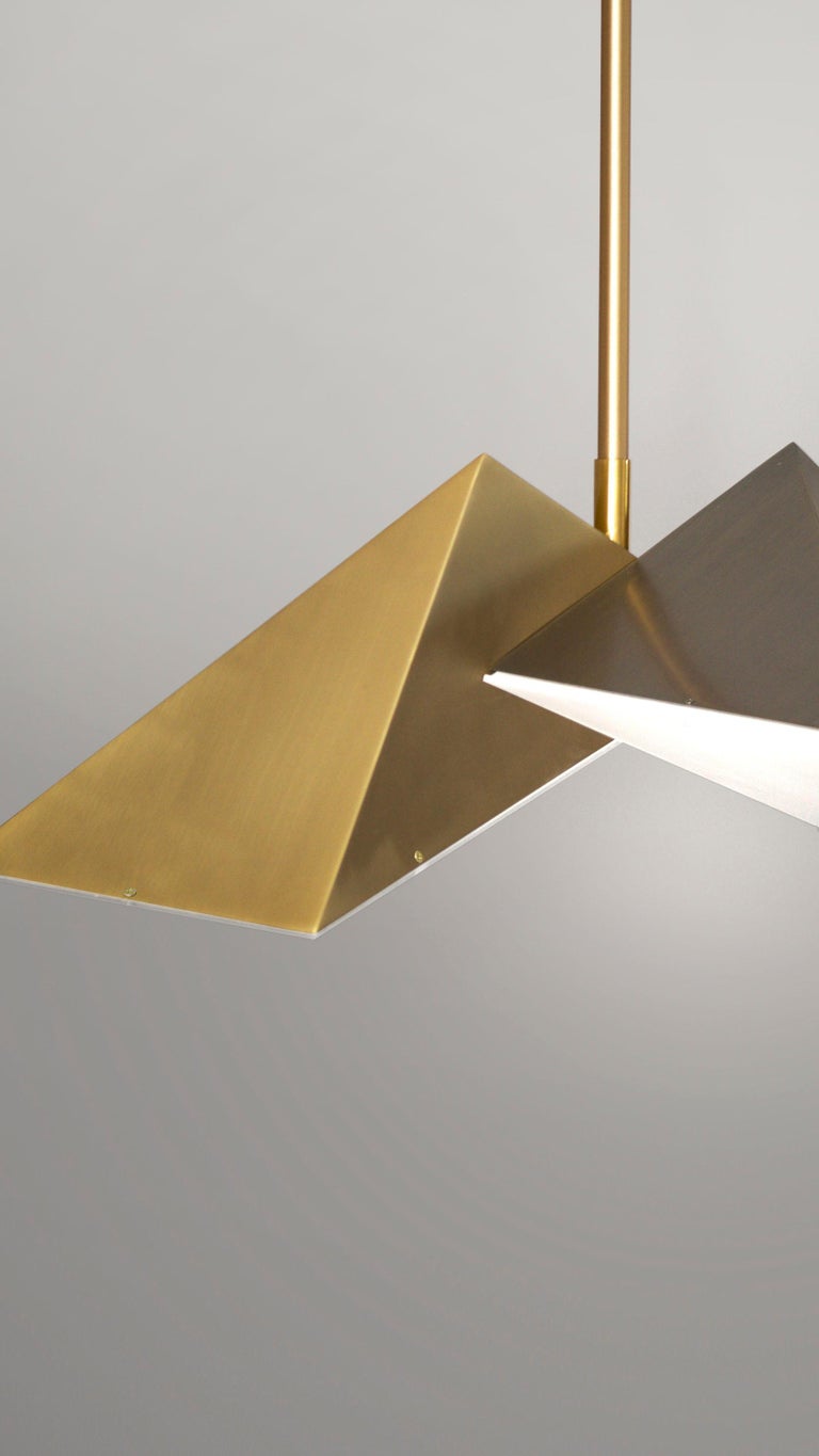 Brass "Triangular Prism II" Pendant Lamp, Square in Circle For Sale at ...