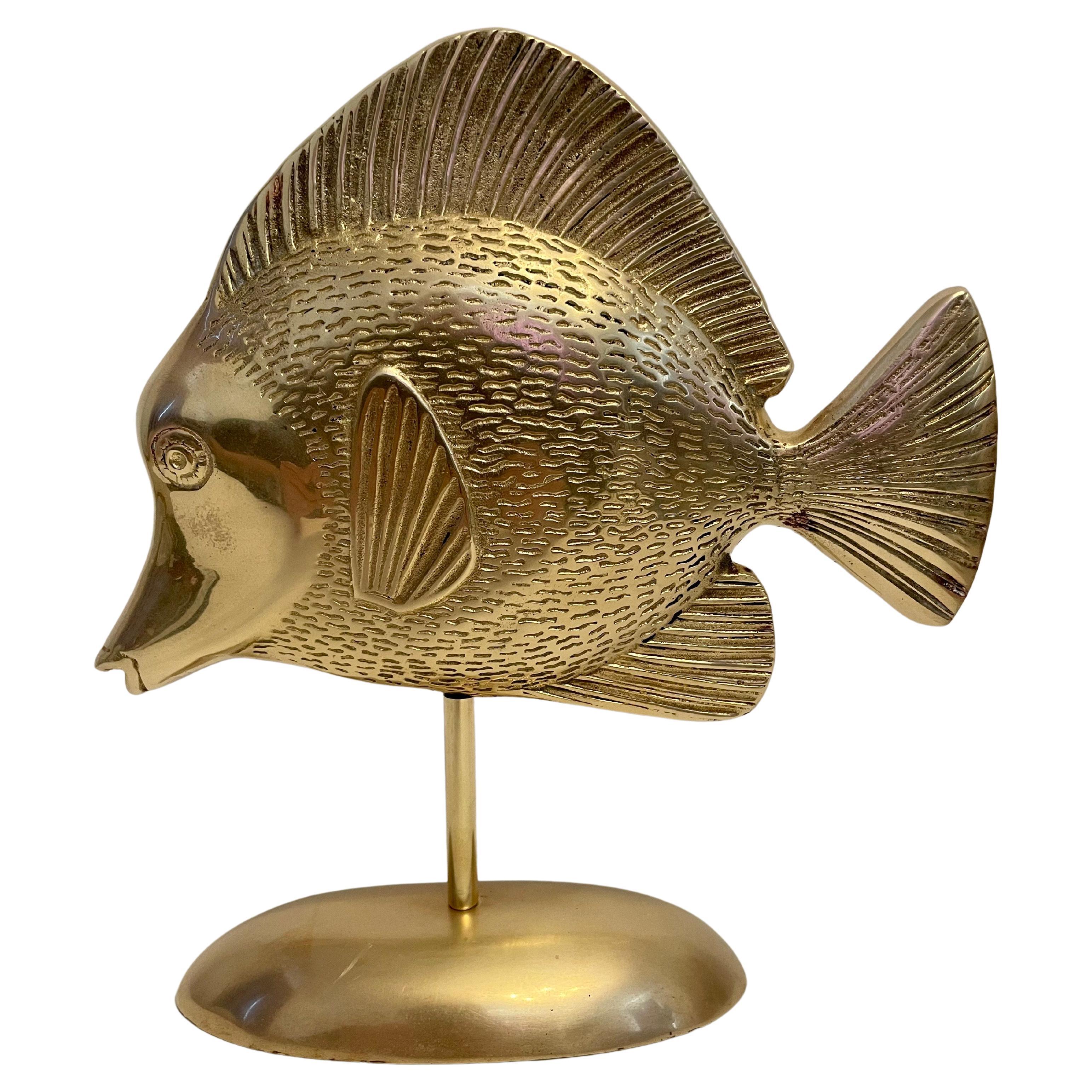 MCM Brass and Wood Angel Fish Sculpture by Frederick Cooper For Sale at ...