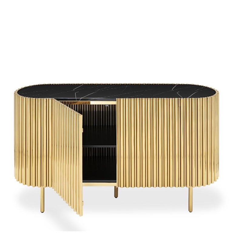 Brass Tubes Oval Sideboard For Sale at 1stDibs