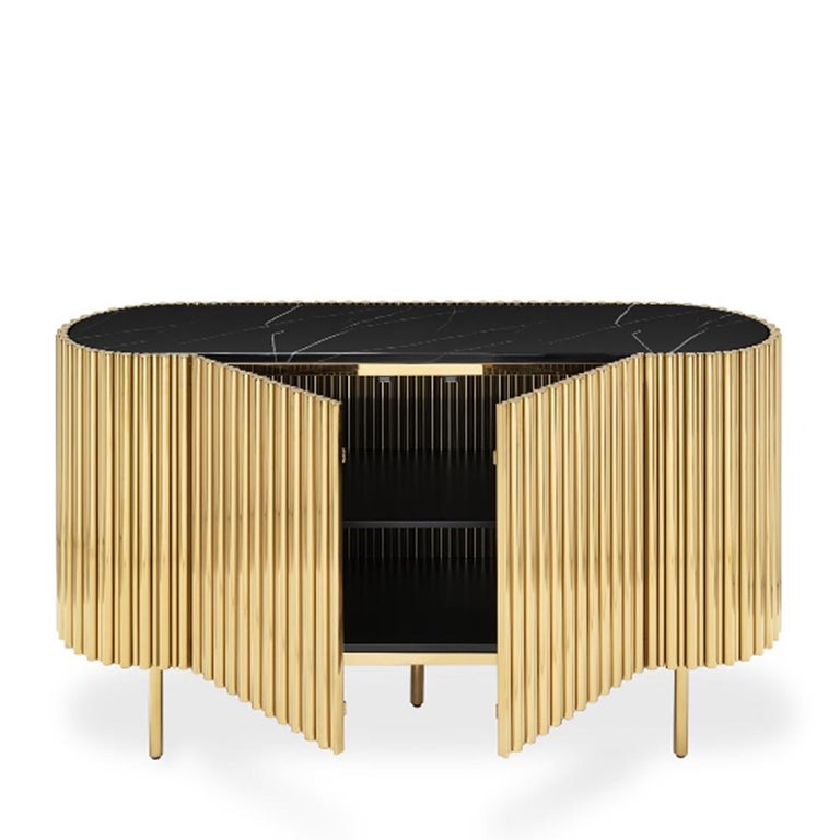 Brass Tubes Oval Sideboard For Sale at 1stDibs