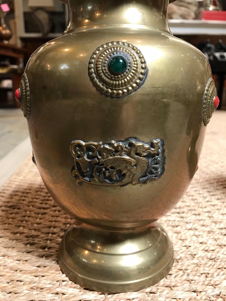 Brass Urns with Jewels and Dragon Emblem For Sale at 1stDibs | dragon ...