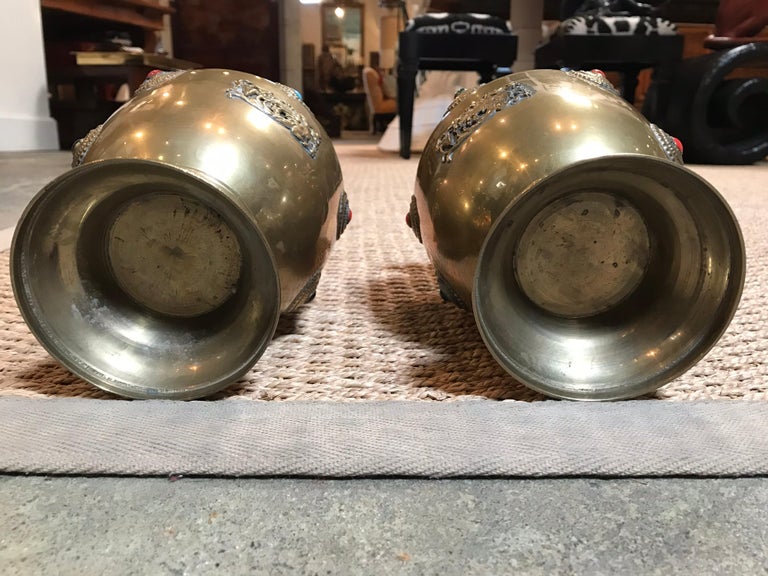 Brass Urns with Jewels and Dragon Emblem For Sale at 1stDibs | dragon ...