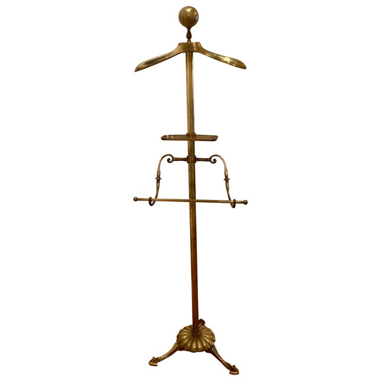 Brass Valet on Stand with Coat Accessories and Pants Bar at 1stDibs