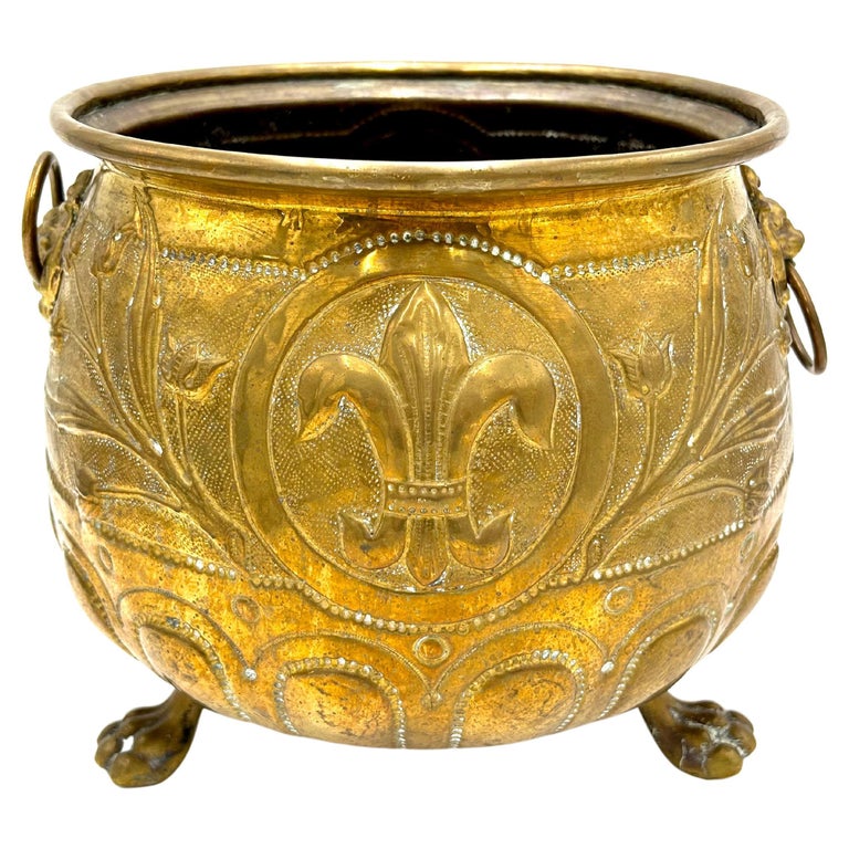 Brass vessel on lion legs - flower pot For Sale at 1stDibs