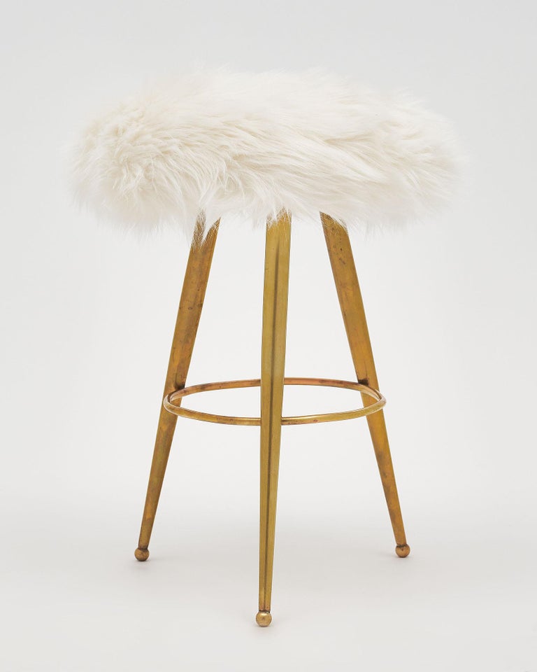 Brass Vintage Italian Stool For Sale at 1stDibs