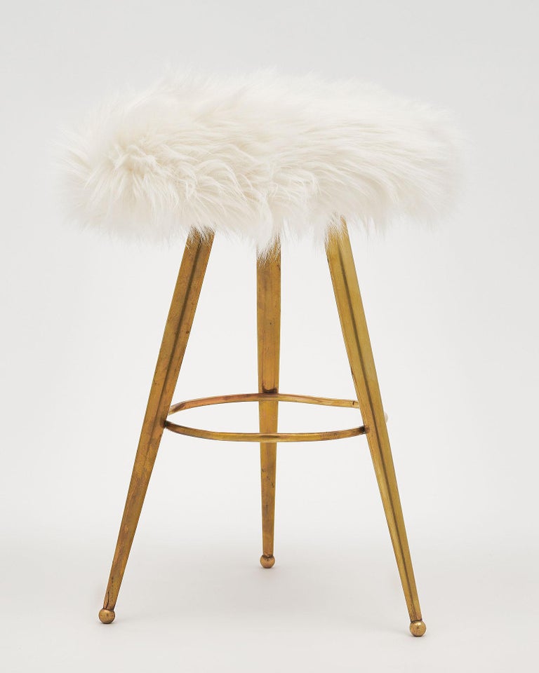 Brass Vintage Italian Stool For Sale at 1stDibs