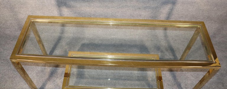 Brass w/ Chrome Trim Console Table For Sale at 1stDibs