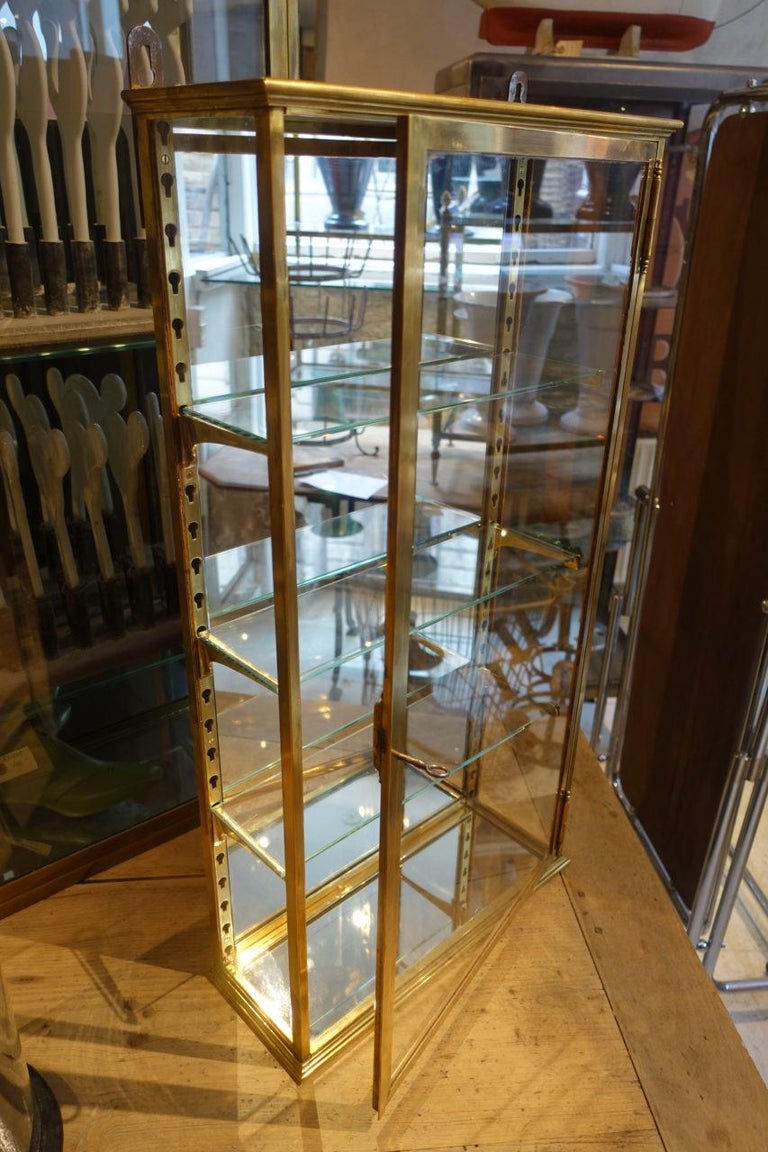 Brass Wall Display Cabinet at 1stDibs