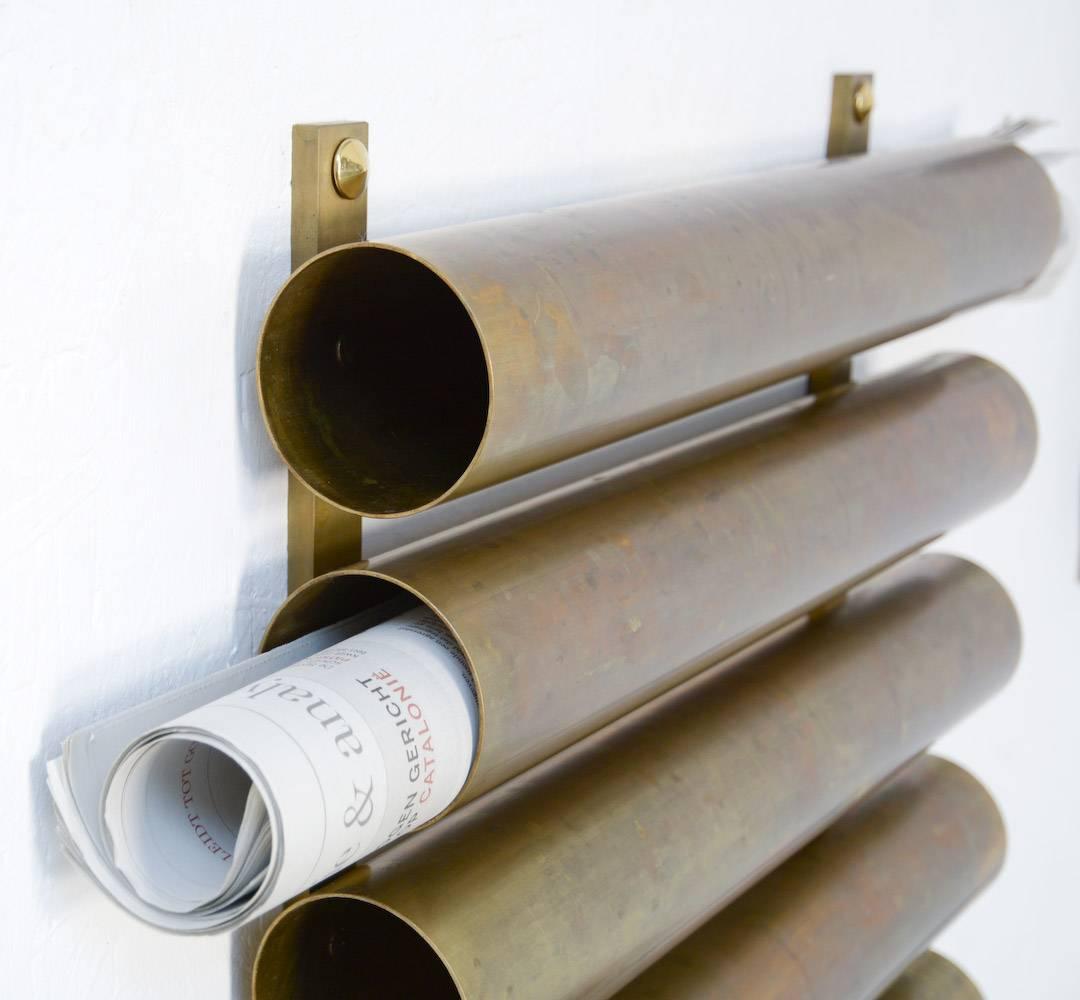 Brass Wall-Mounted Magazine Rack at 1stDibs