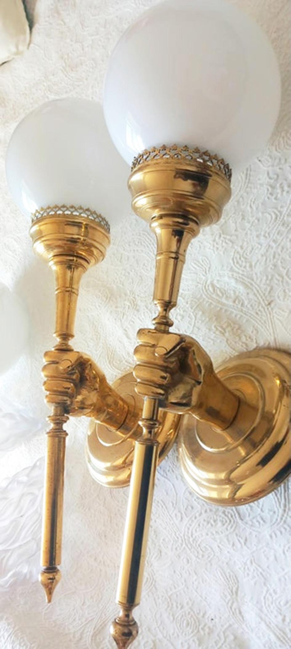 Wall Sconces Shape of a Torch Held With Fist Monumental Style Italy ...
