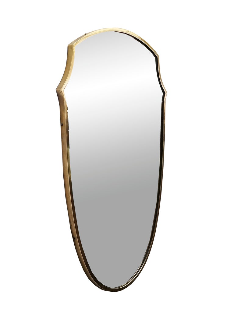 Brass Wall Shield Mirror, Italy, 1950s For Sale at 1stDibs