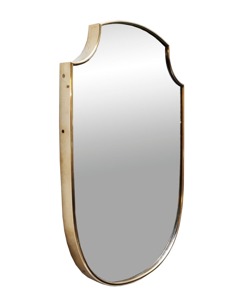 Brass Wall Shield Mirror, Italy, 1950s For Sale at 1stDibs