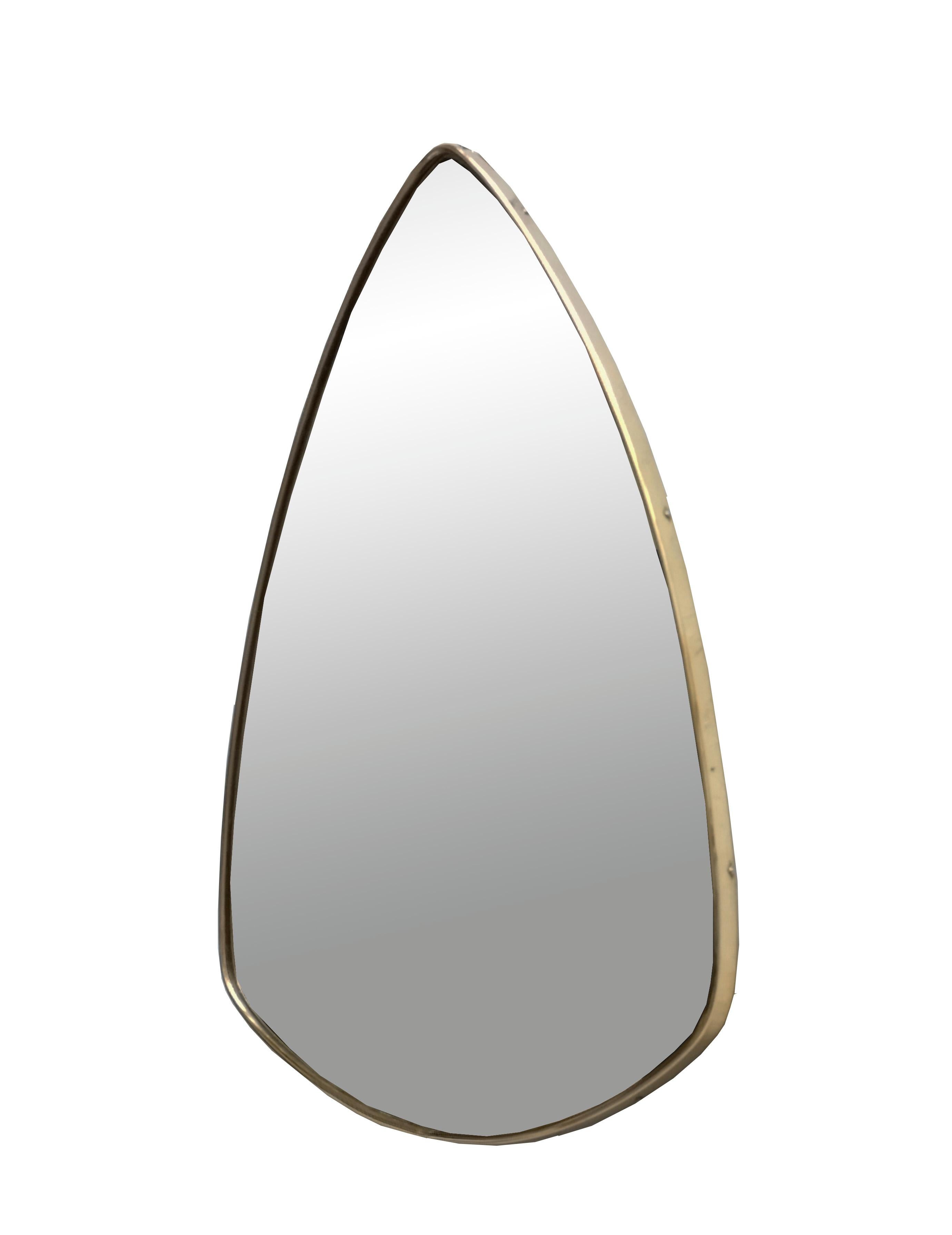 Brass Wall Triangular Mirror, Italy, 1950s For Sale at 1stDibs