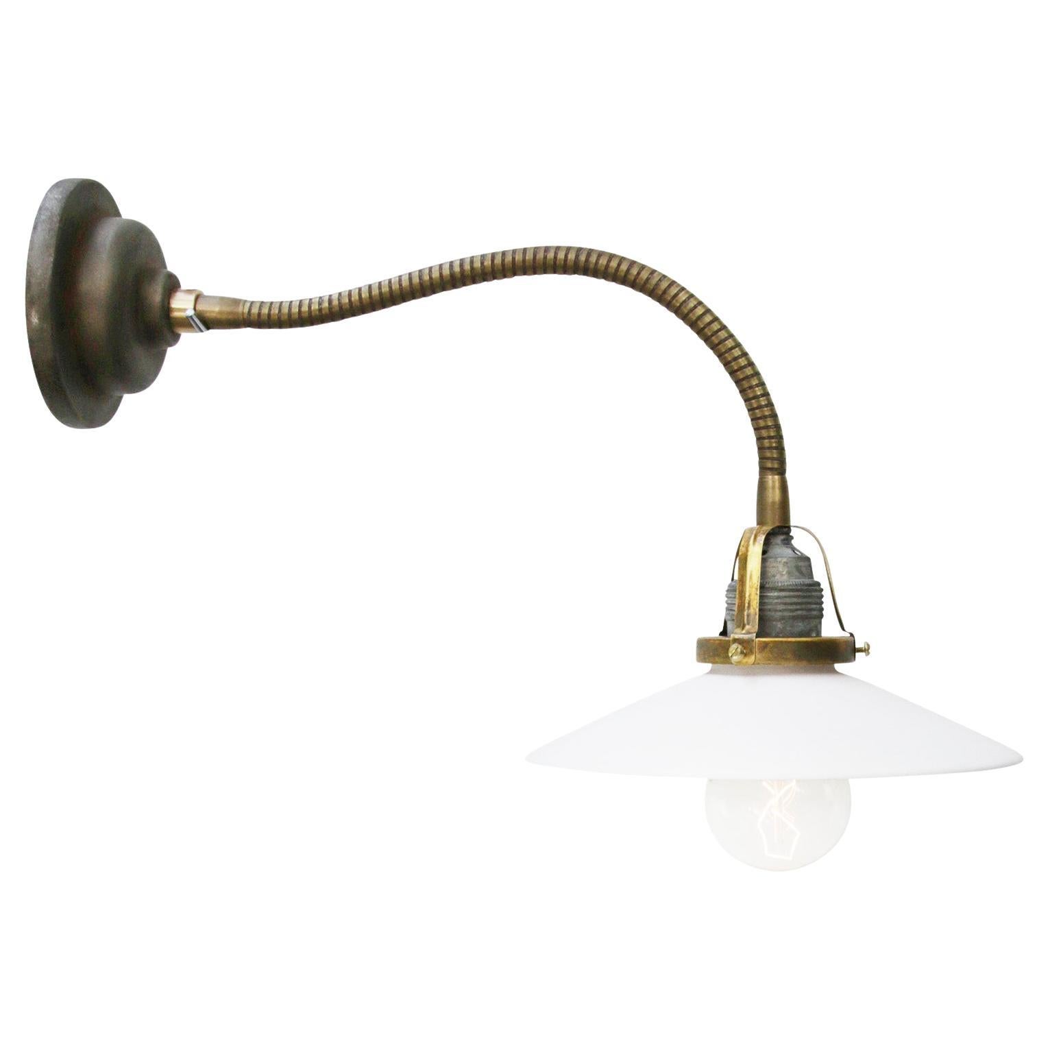 White Vintage Porcelain Brass Opaline Milk Glass Scones Wall Lights at ...