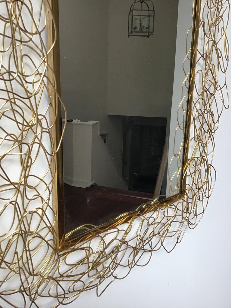 Brass Wire Mirror For Sale at 1stDibs