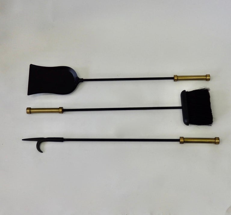 Brass with Wrought Iron Wall Hanging Fireplace Tools at 1stDibs | wall ...