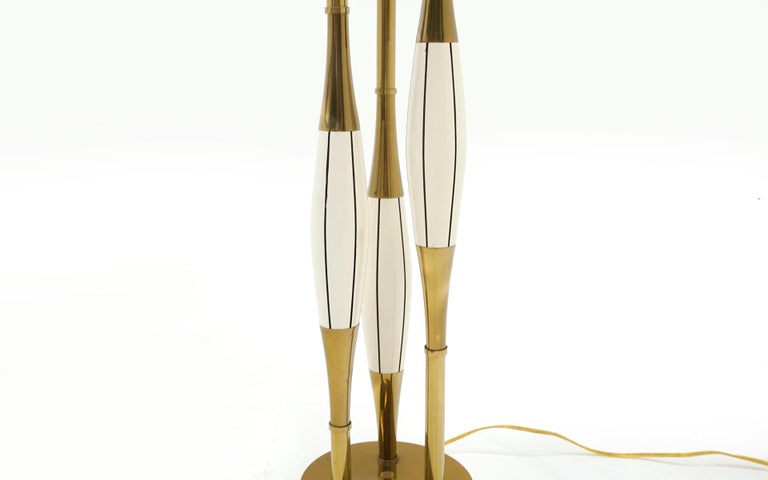 Brass and Wood Table Lamp by Stewart Ross James, White, Black Lines ...