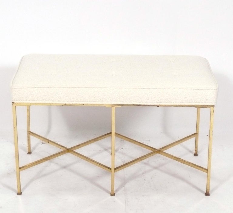 Brass x Base Bench Reupholstered For Sale at 1stDibs
