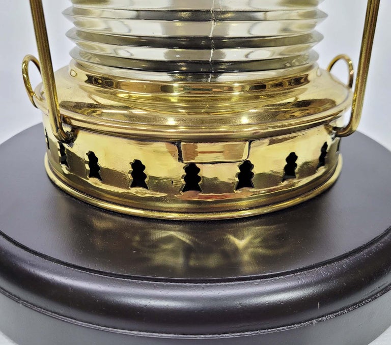 Brass Yacht Lantern with Fresnel Lens For Sale at 1stDibs