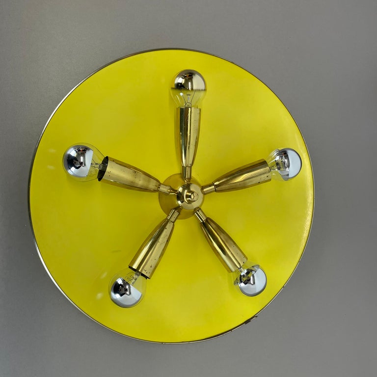 Brass + Yellow Stilnovo Style Theatre Wall Ceiling Light Sconces, Italy ...