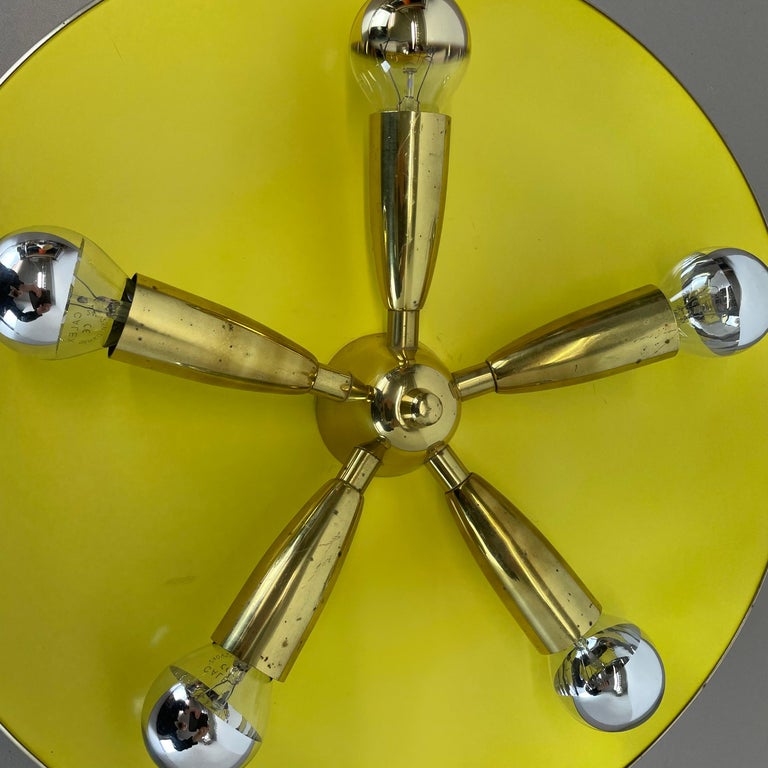 Brass + Yellow Stilnovo Style Theatre Wall Ceiling Light Sconces, Italy ...