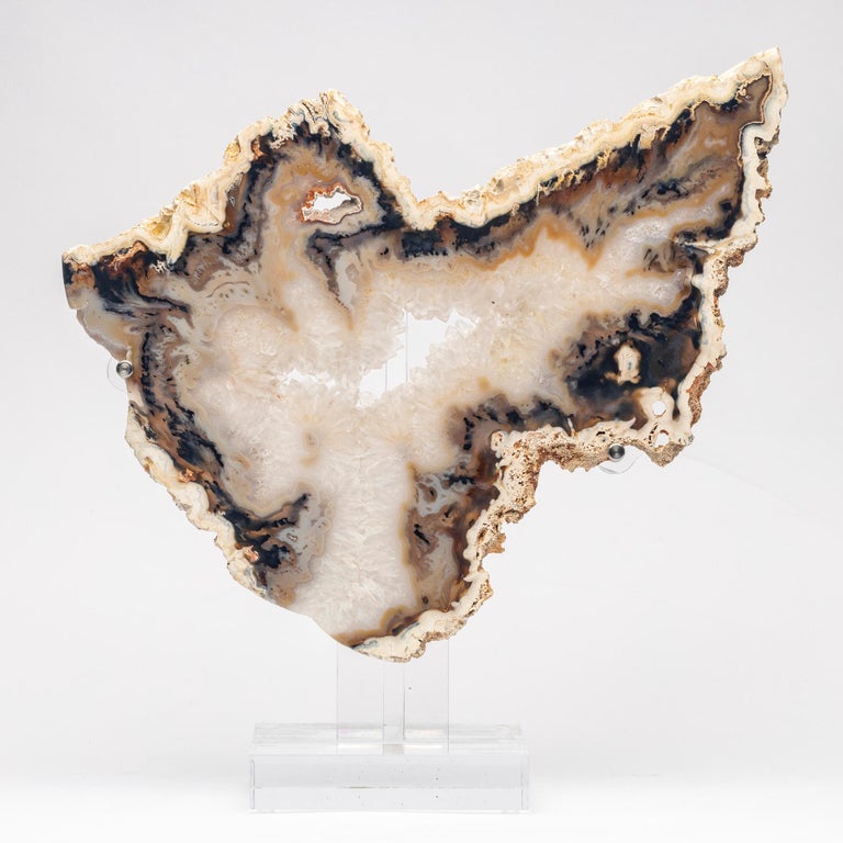 Brazilian Banded Agate Slab with Crystallizations on a Custom Acrylic ...