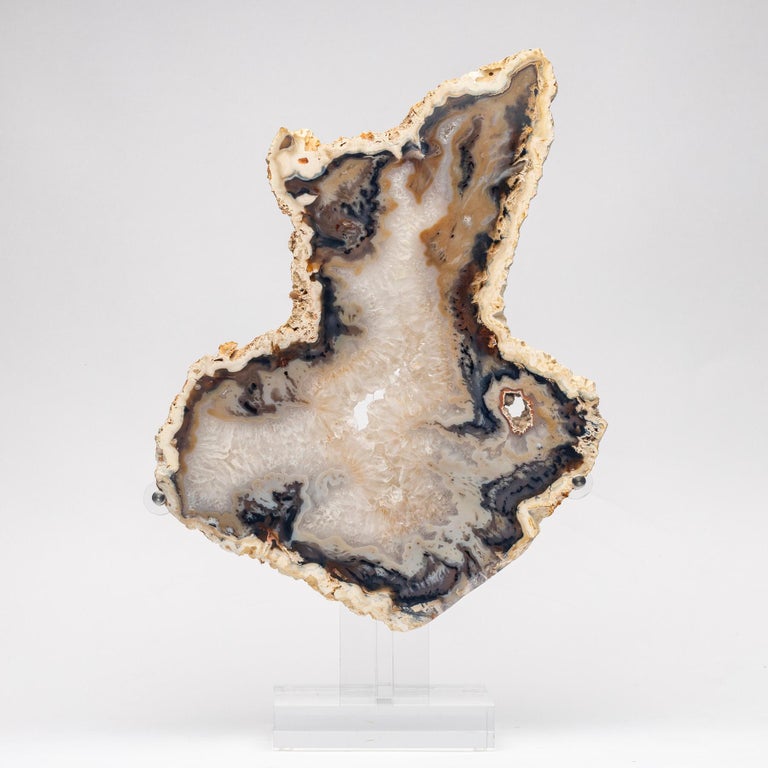 Brazilian Banded Agate Slab with Crystallizations on a Custom Acrylic ...