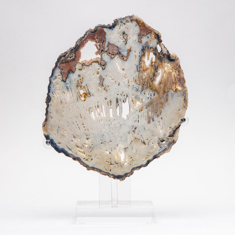 Brazilian Banded Agate Slab with Crystallizations on a Custom Acrylic ...