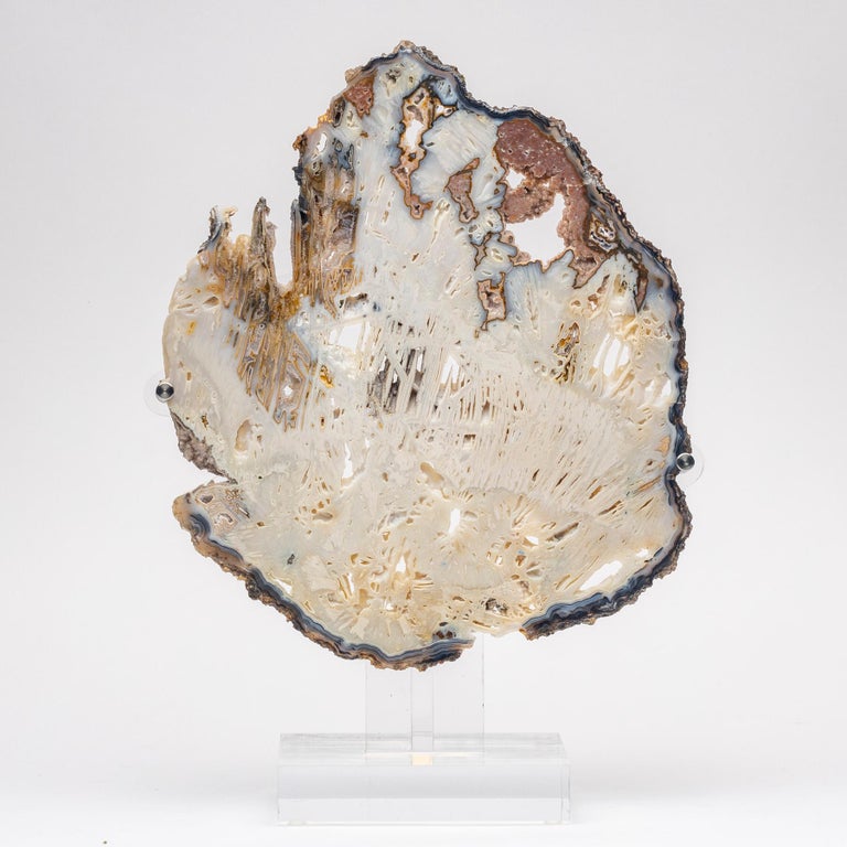 Brazilian Banded Agate Slab with Crystallizations on a Custom Acrylic ...