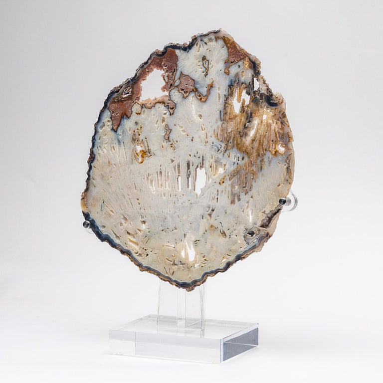 Brazilian Banded Agate Slab with Crystallizations on a Custom Acrylic ...