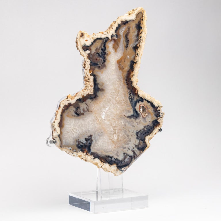 Brazilian Banded Agate Slab with Crystallizations on a Custom Acrylic ...