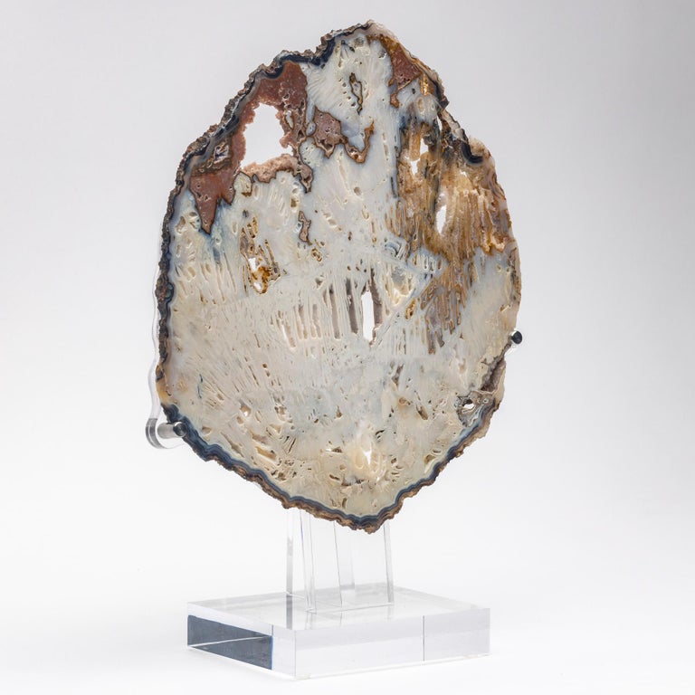 Brazilian Banded Agate Slab with Crystallizations on a Custom Acrylic ...