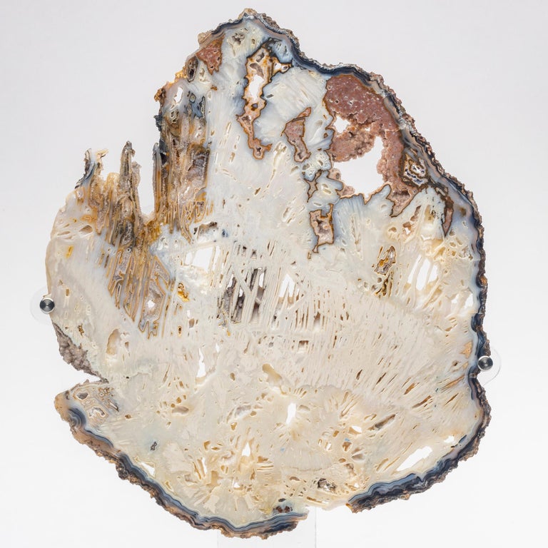 Brazilian Banded Agate Slab with Crystallizations on a Custom Acrylic ...